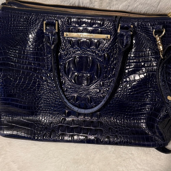 Brahmin | Bags | Brahmin Midnight Blue Finley Satchel | Poshmark